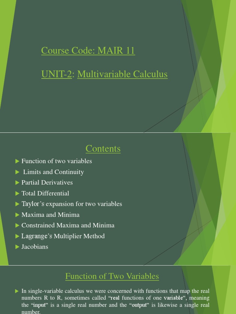 Unit2 Multivar Calculus | PDF