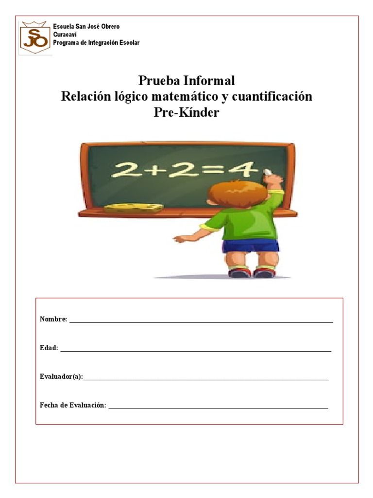 Prueba Informal de Lógica Matemática en Pre-Kínder | PDF | Matemáticas