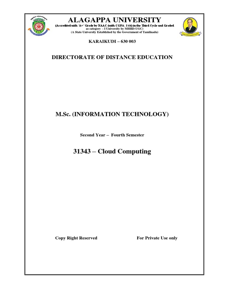 PG M.sc. Information Technology 31343 Cloud Computing | PDF