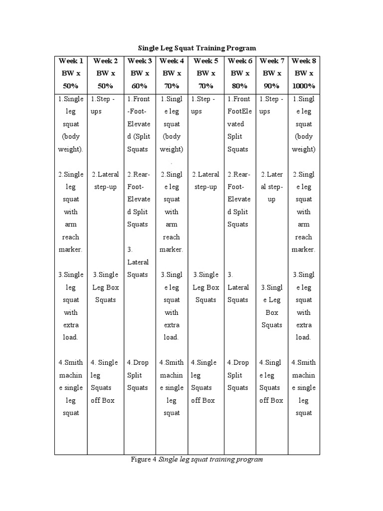 Single Leg Squat Training Program | PDF