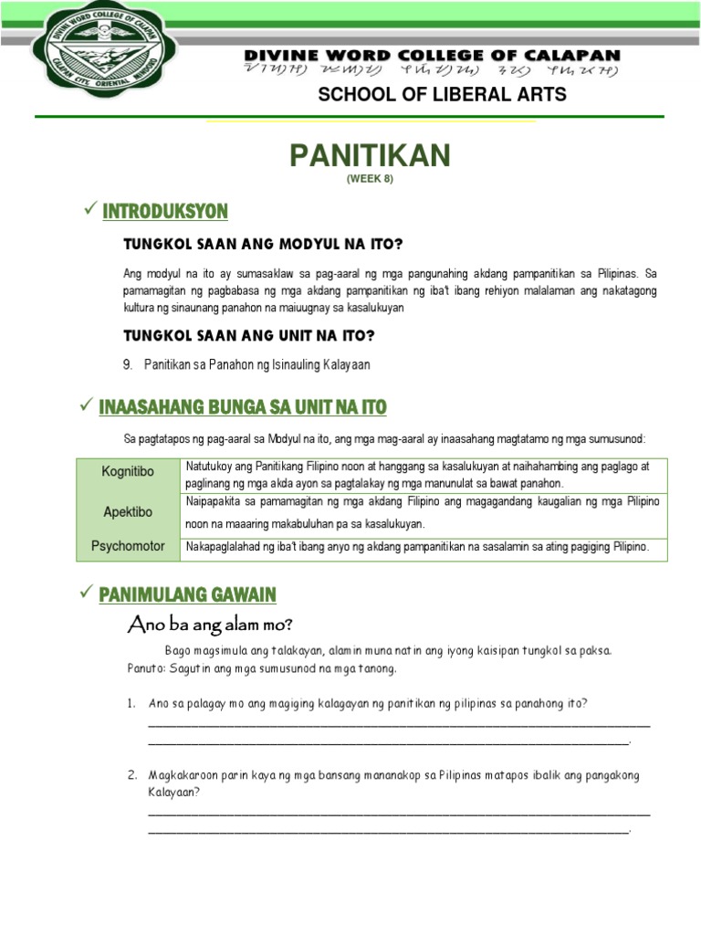 Panitikan Module (Week 8) | PDF