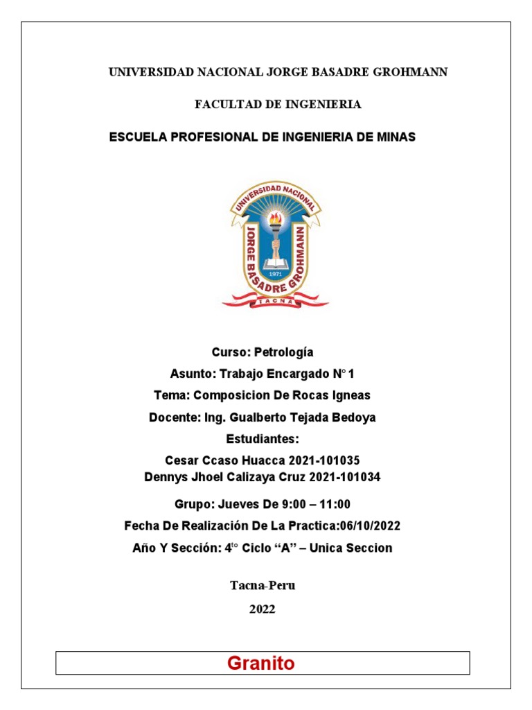 Rocas ígneas: características de granito, monzonita, granodiorita ...