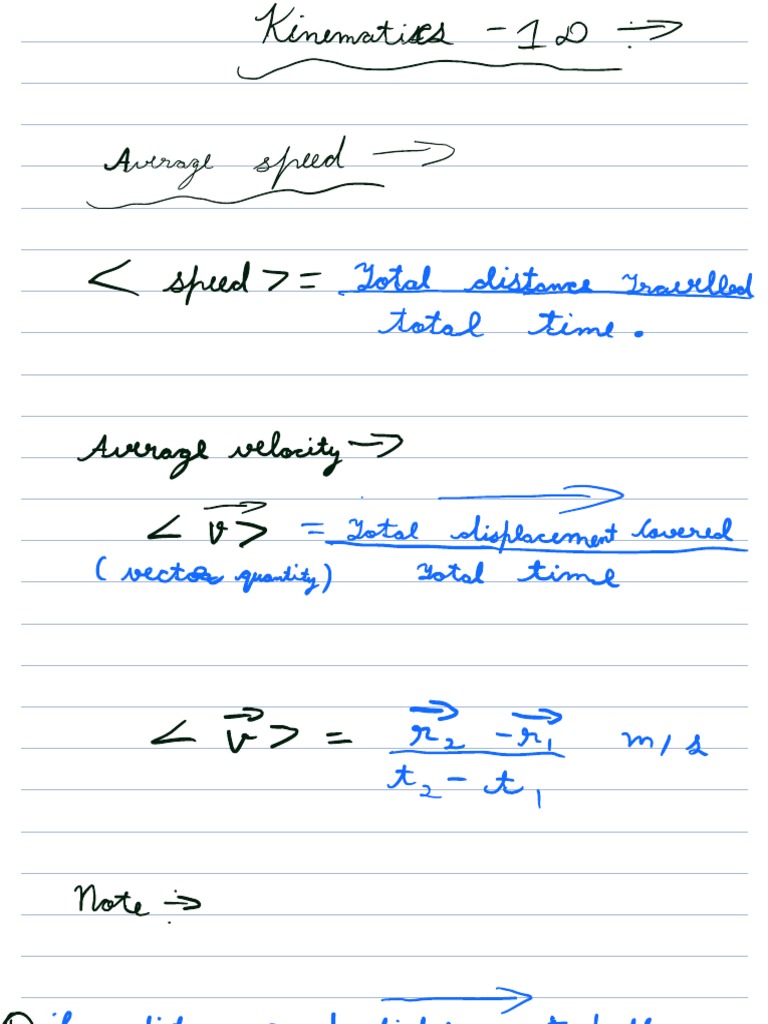 Kinematics 1d Notes Pdf