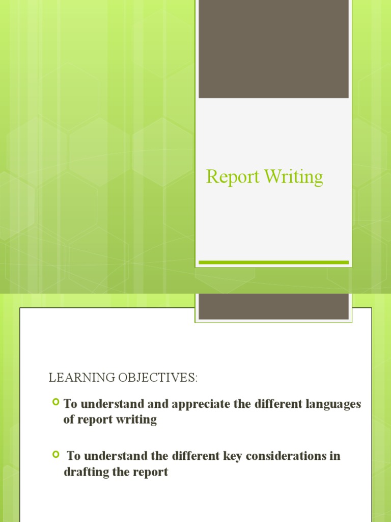 Lesson 11 - Report Writing | PDF | English Language | Communication