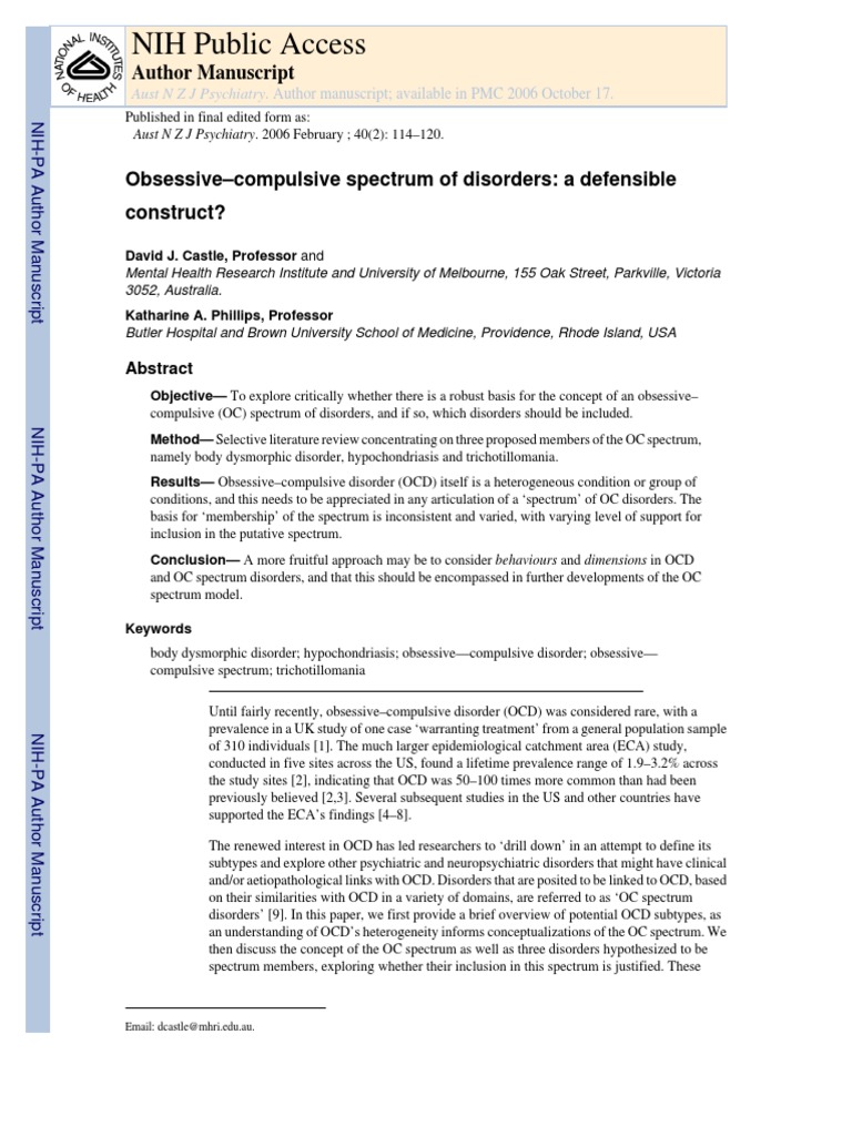 Ocsd - A Defensible Construct | PDF | Obsessive–Compulsive Disorder | Mental Disorder