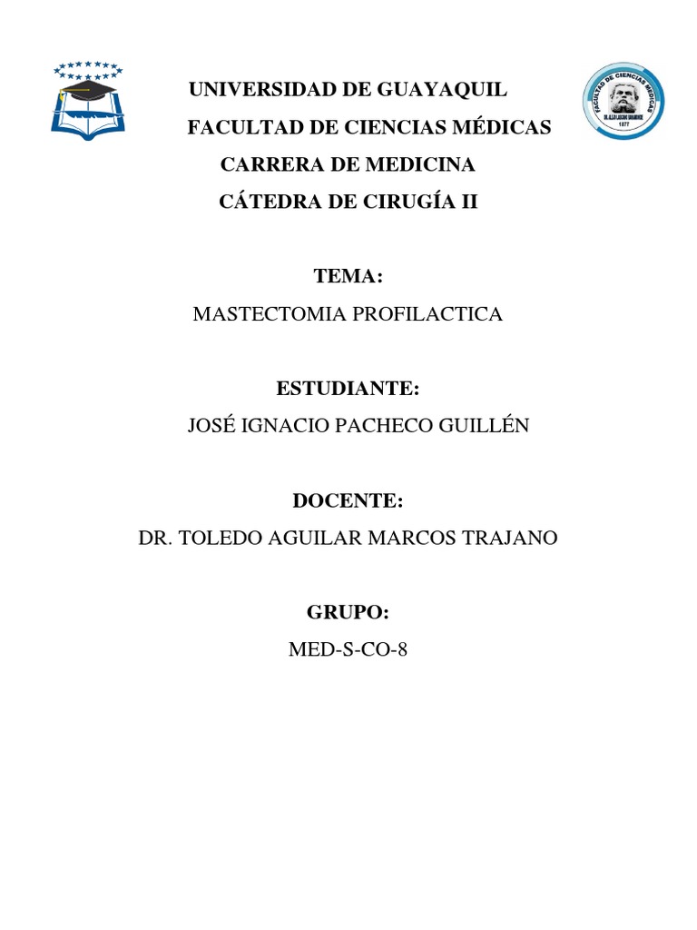 Mastectomía Profiláctica: Tipos y Técnicas | PDF | Cáncer de mama | Cáncer