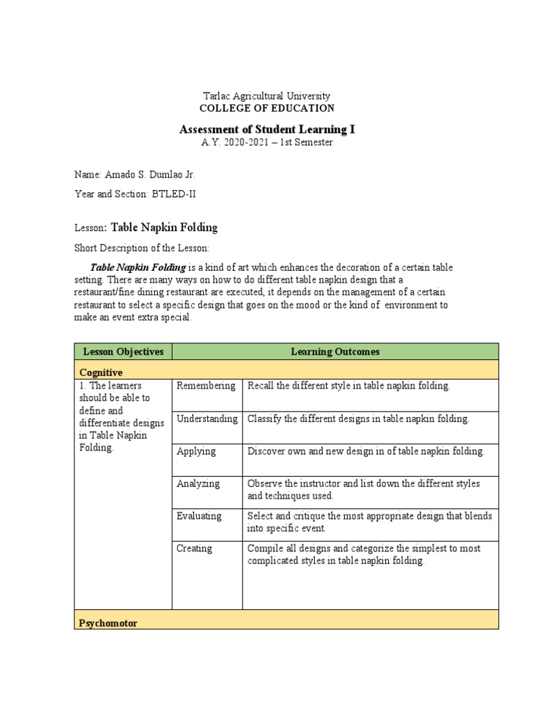 Student Learning Outcomes | PDF | Learning | Design
