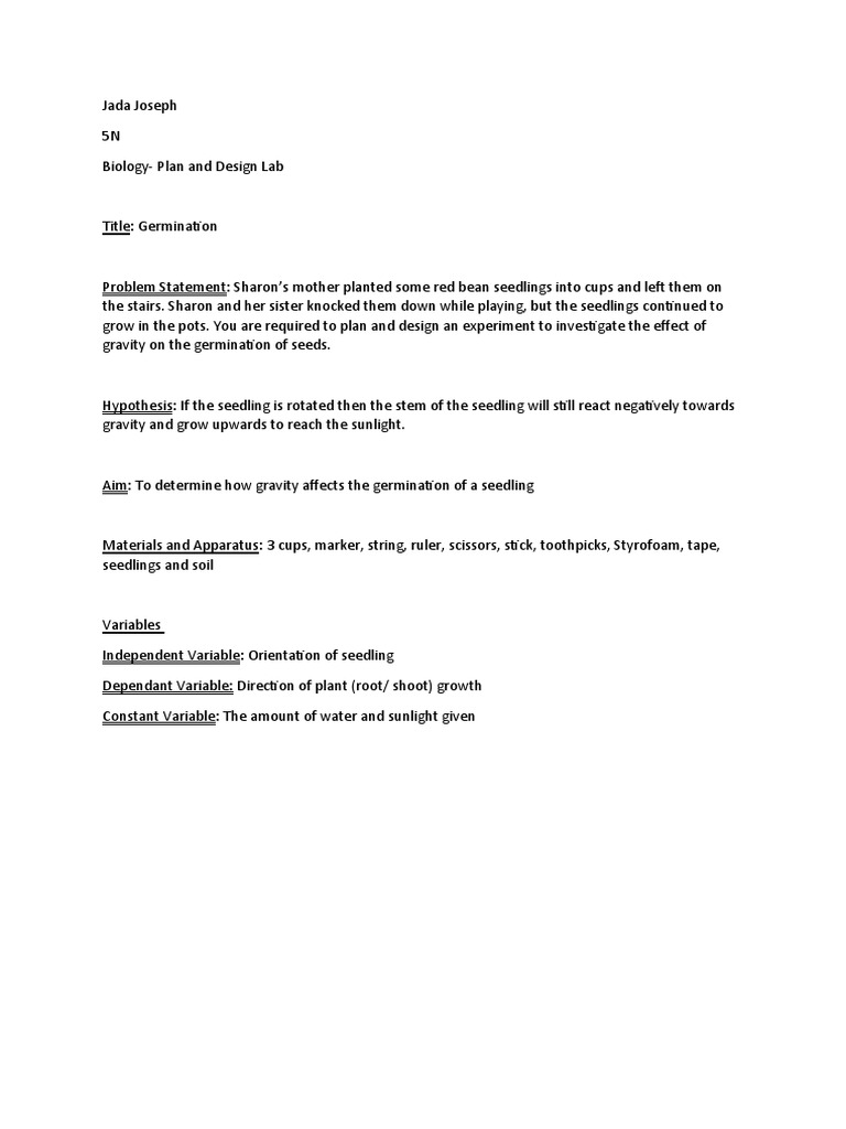 Bio Lab - Germination P&D (Corrections pt1) | PDF | Plants | Botany
