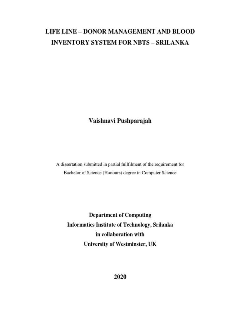 Life Line - Donor Management and Blood Inventory System For Nbts ...