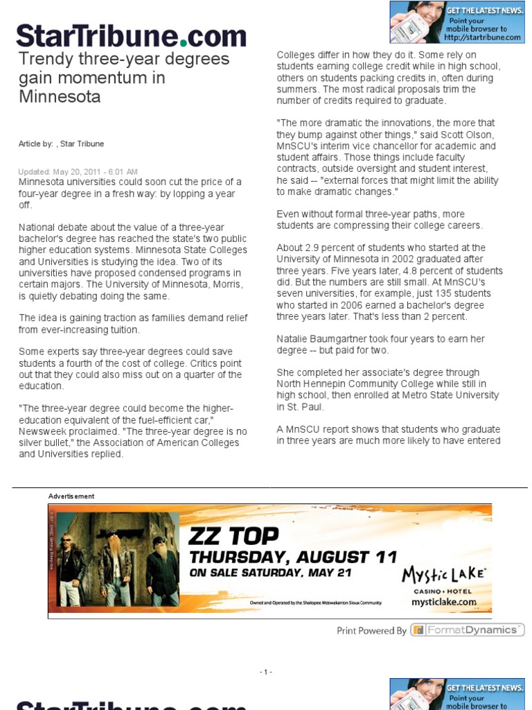 3 Year Degrees Options at Minnesota Universites | PDF | Bachelor's ...