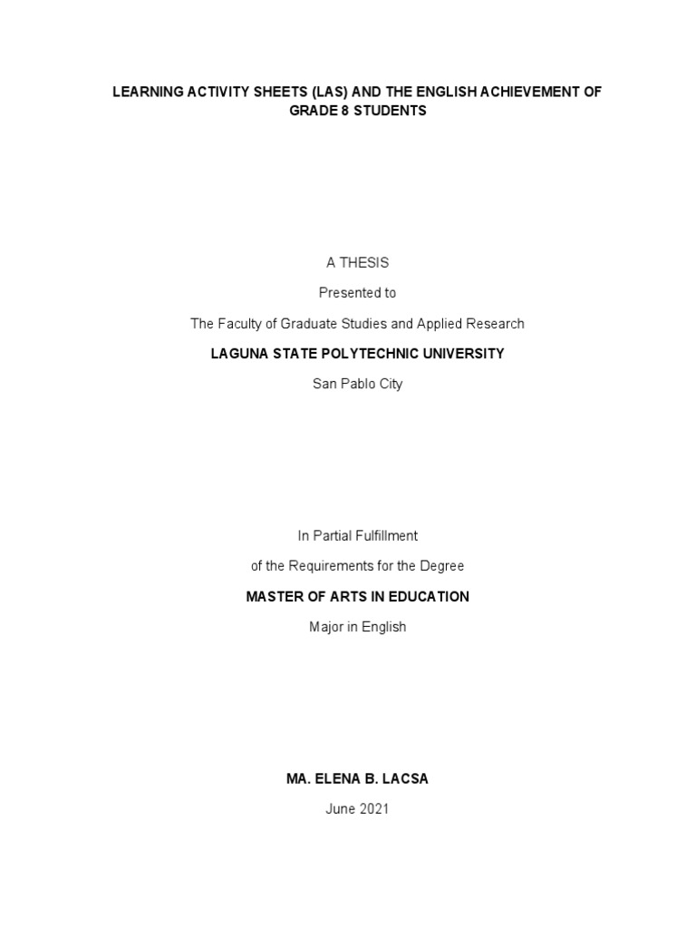 LAS and The English Achievement of Grade 8 Students | Download Free PDF ...