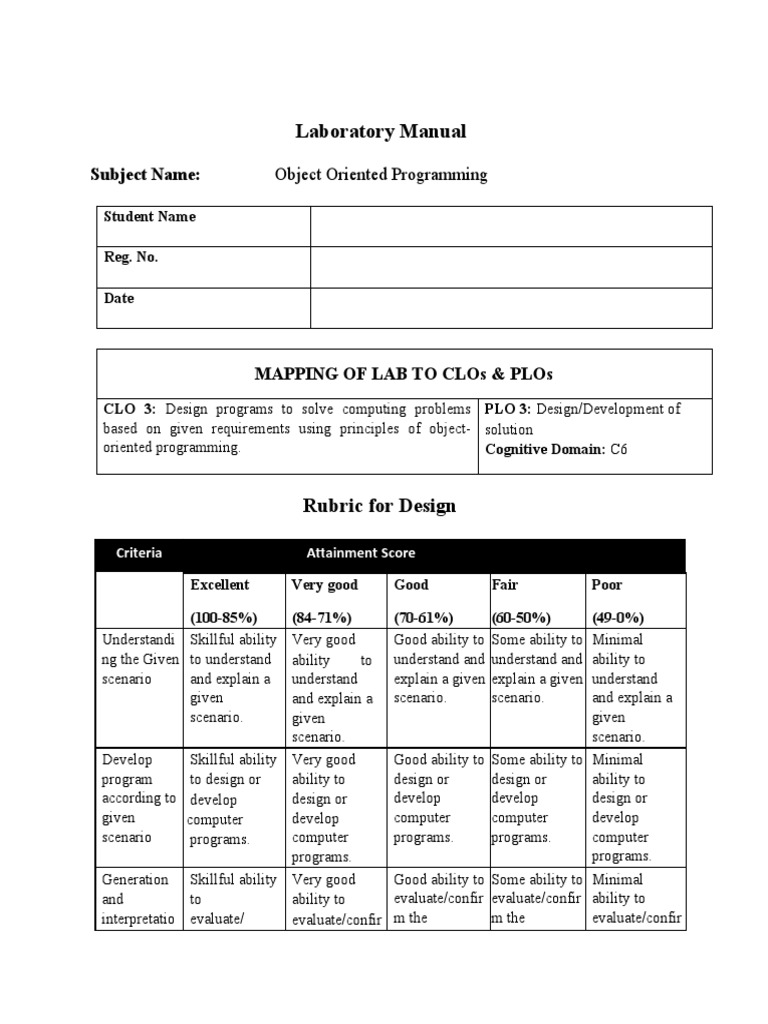 OOP Lab 01 | PDF | Programming | Computer Program OOP Lab 01 | PDF | Programming | Computer Program