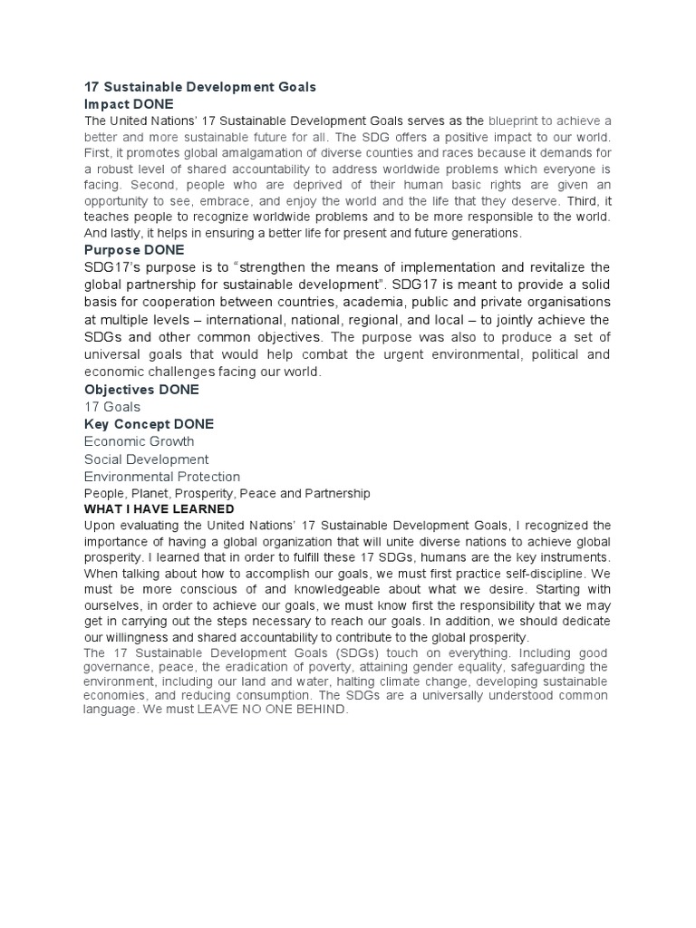 Understanding the 17 SDGs for a Better Future | PDF | Sustainability ...