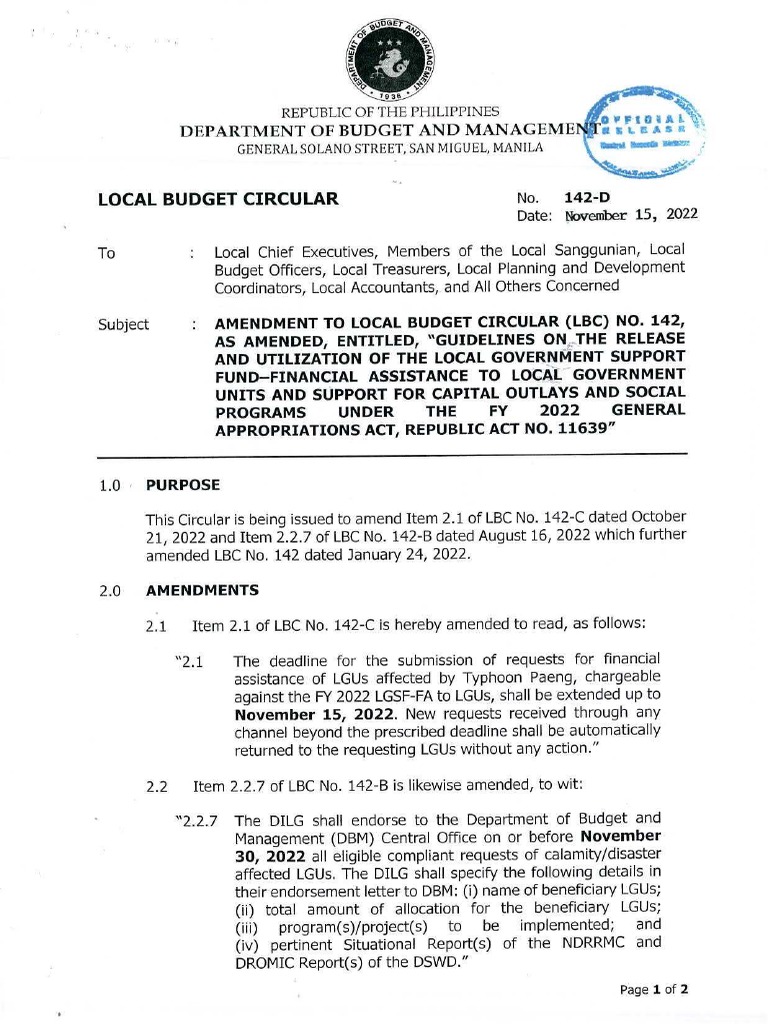 DBM LBC 142-D | PDF | Government