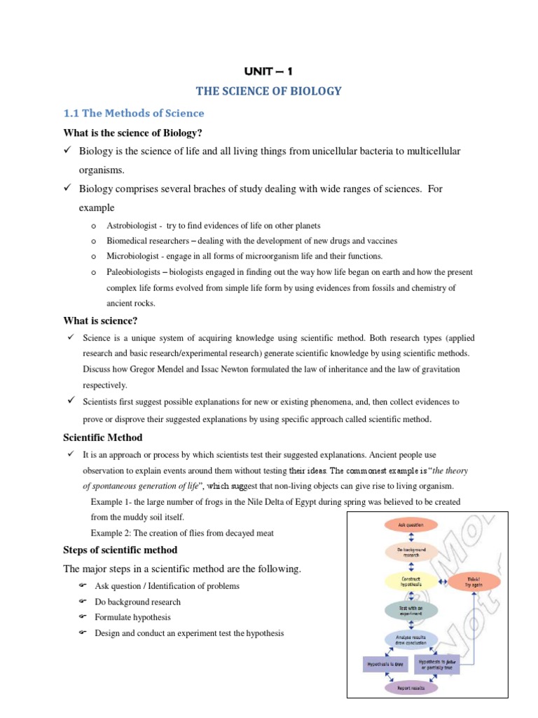 Grade 11 - Unit 1 - The Science of Biology | PDF