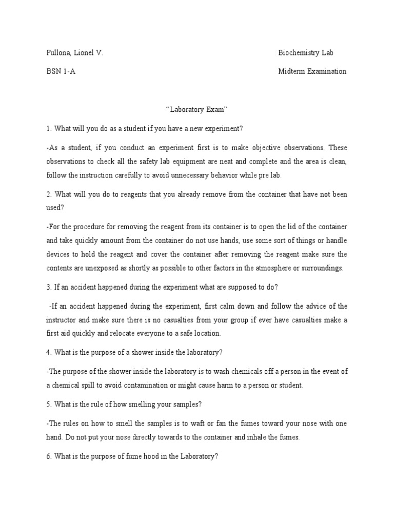 Fullona Lionel BSN 1-A Laboratory Exam | PDF