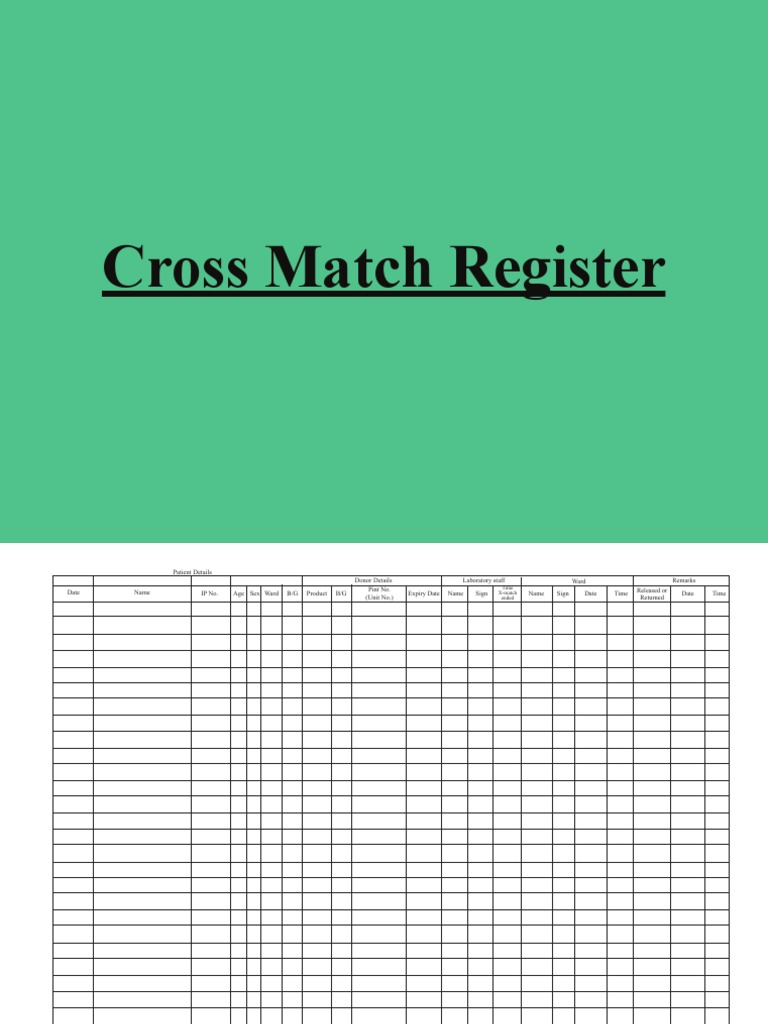 Cross Match Register Template | PDF