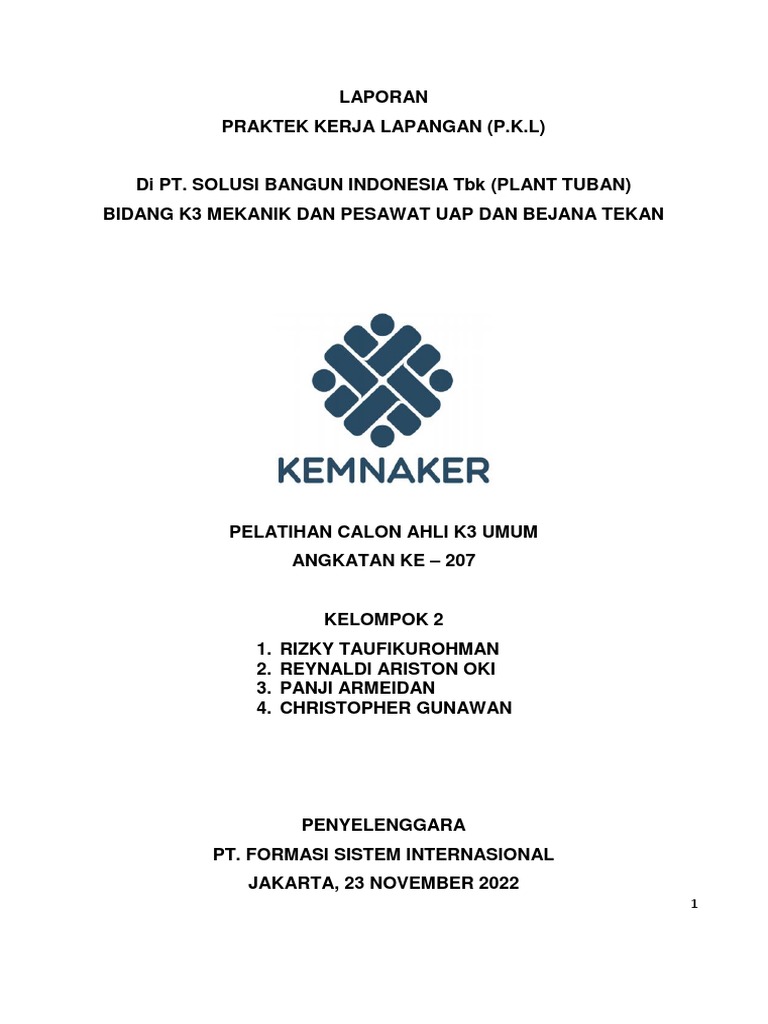 Laporan PKL AK3U Kelompok 2 | PDF