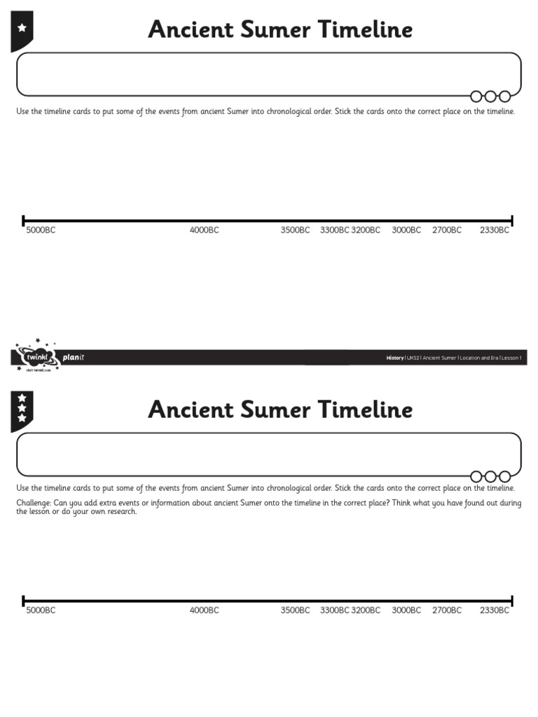 Activity Sheet Ancient Sumer Timeline | PDF | Sumer | Mesopotamia