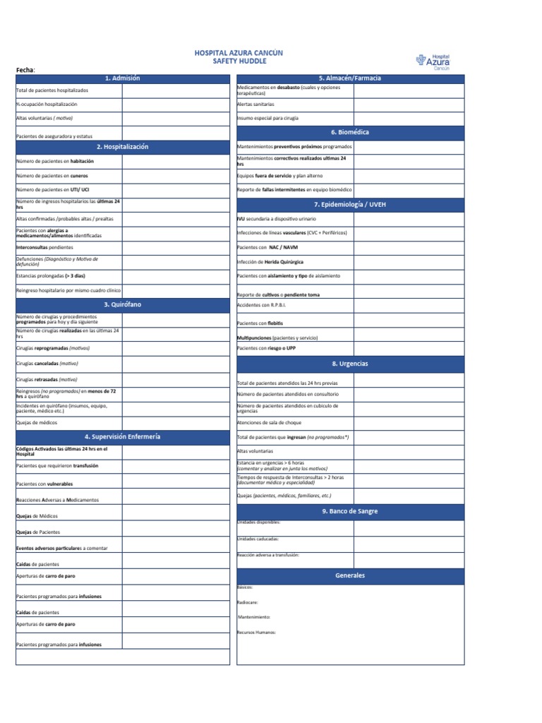 Safety Huddle | PDF | Hospital | Cuidado de la salud