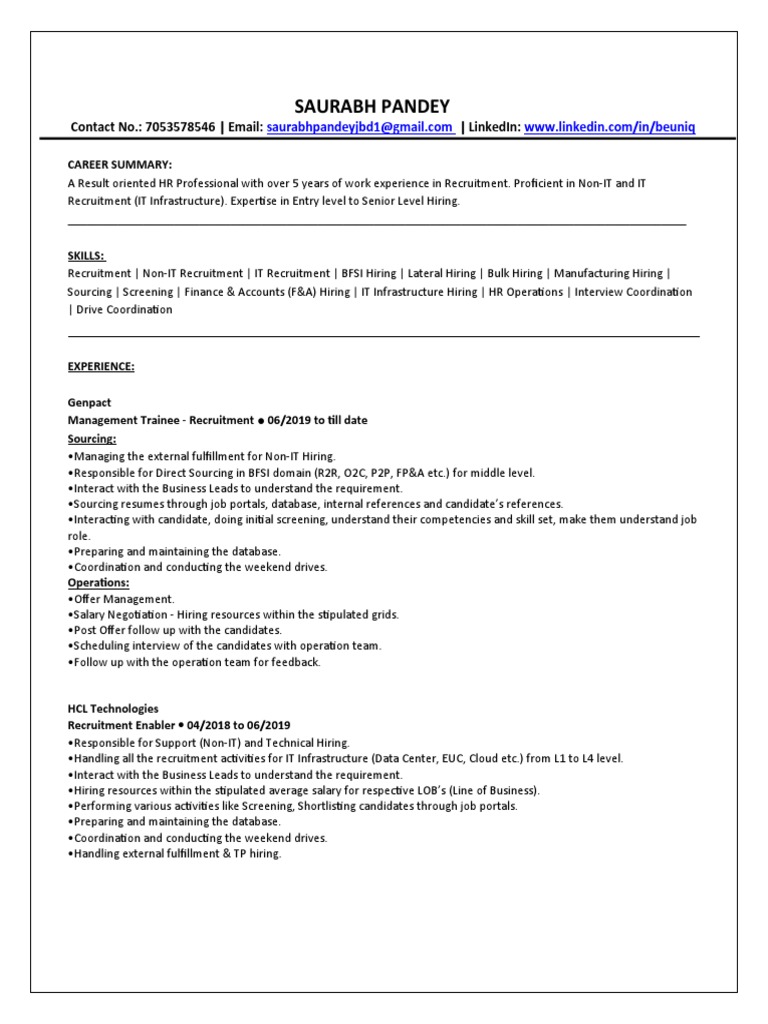 Saurabh Pandey - Management Trainee - Recruitment - 5 Yrs 10 Months ... Saurabh Pandey - Management Trainee - Recruitment - 5 Yrs 10 Months ...