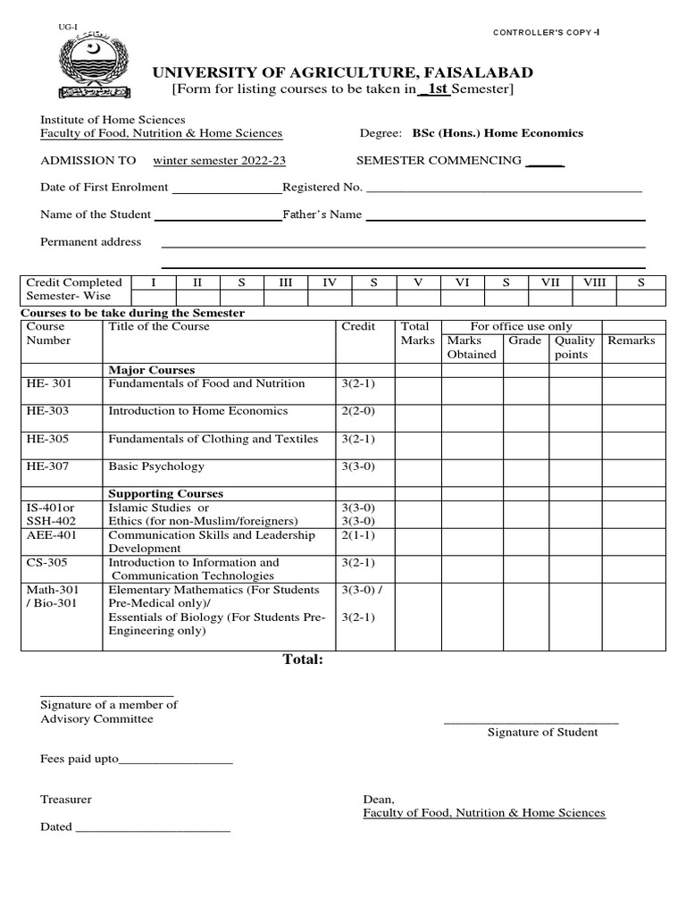 1st Semester Human Nutrition UAF | PDF | Home Economics | Bachelor Of ...