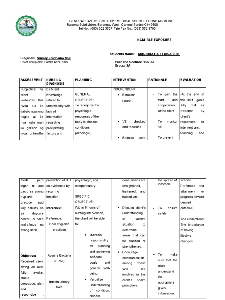 NCP Final Ward | PDF | Urinary Tract Infection | Nursing