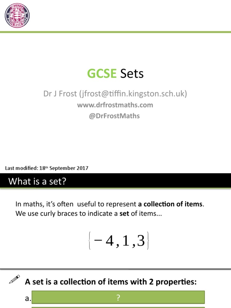 GCSE Sets | PDF | Set (Mathematics) | Mathematics