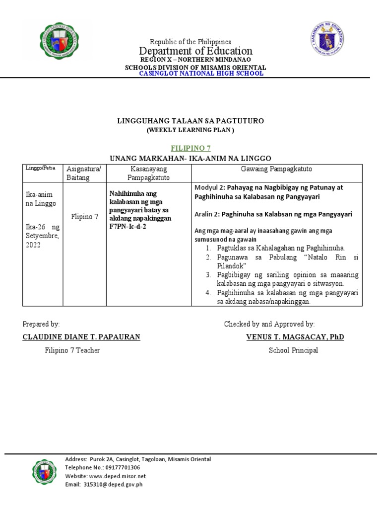 Filipino Week 6 | PDF