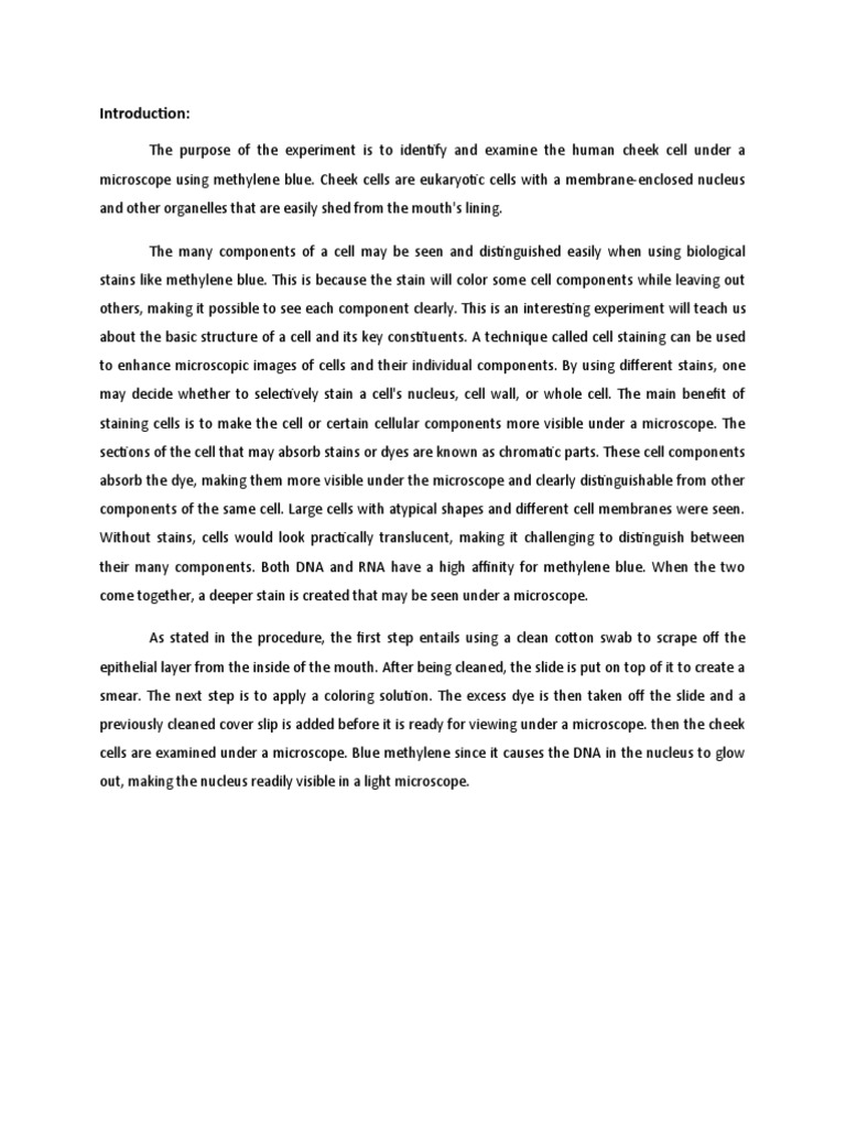 Lab Report Intro Result Conclusion | PDF | Staining | Cell (Biology)