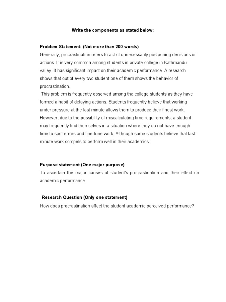 Problem Statement, Research Question and Objectives | PDF | Career & Growth