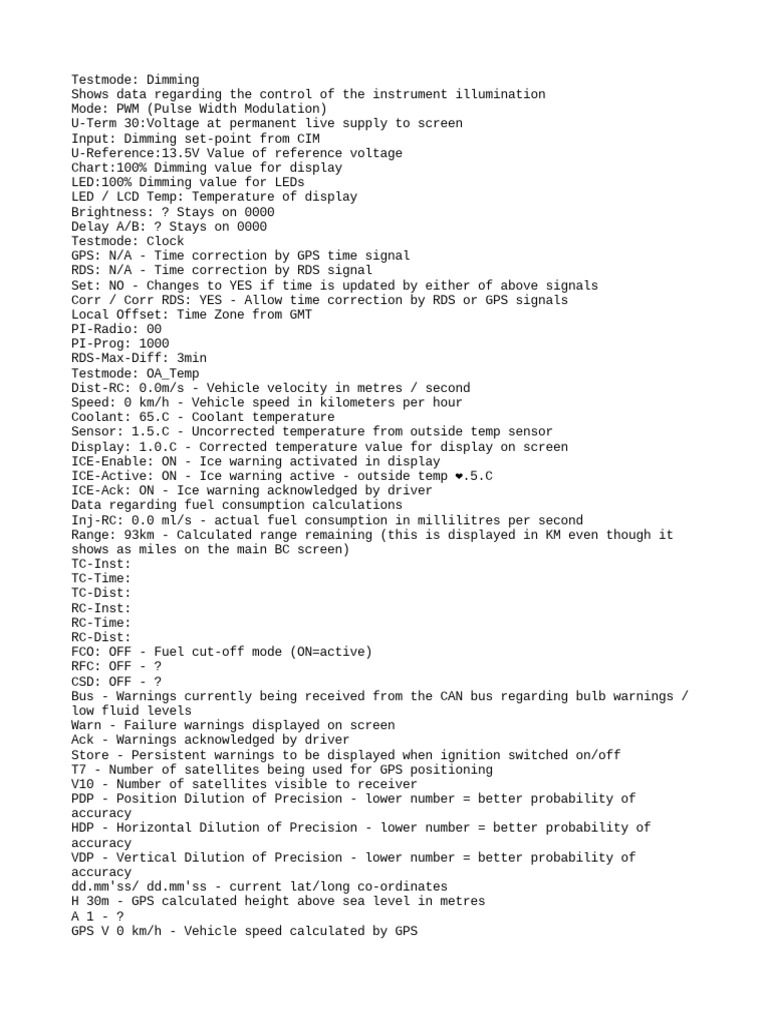 Vehicle Instrumentation Test Modes | PDF | Global Positioning System ...