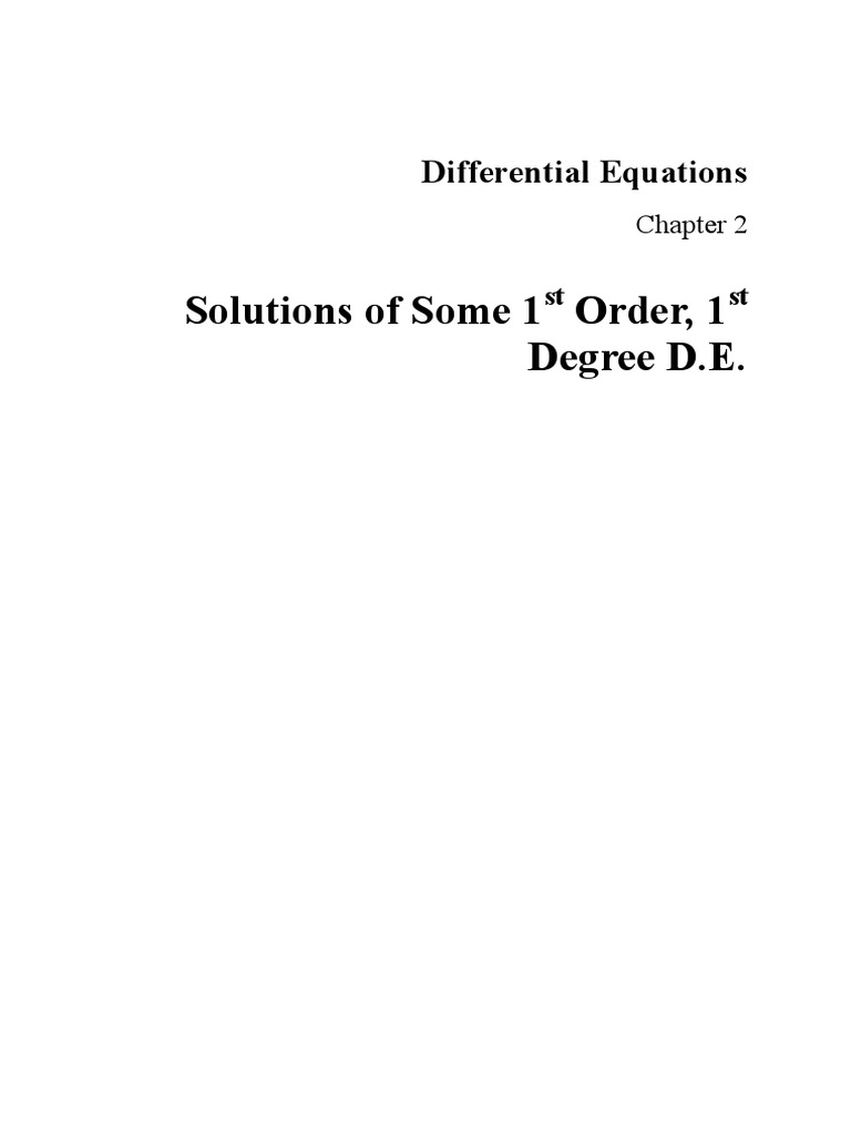 Solving 1st Order Differential Equations | PDF | Differential Equations | Ordinary Differential ...
