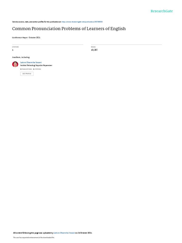 Common Problems of Pronunciation | PDF | Second Language Acquisition ...