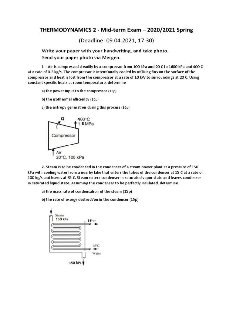 Mid-Term Exam - Thermodynamics 2 | PDF