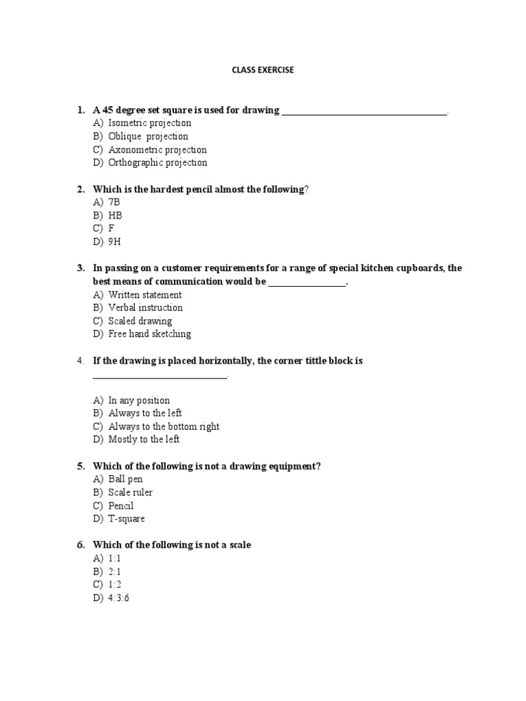 Class Exercise | PDF | Technical Drawing | Artistic Techniques