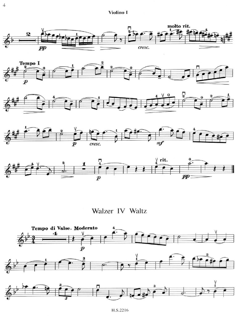 Shostakovich 5 Pieces For 2 Violins (Waltz) - Violin 1 | PDF