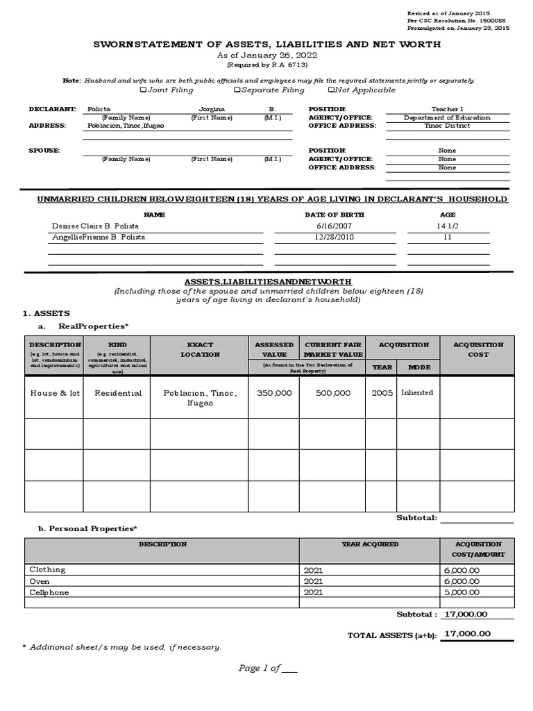 2015 Saln Form | PDF