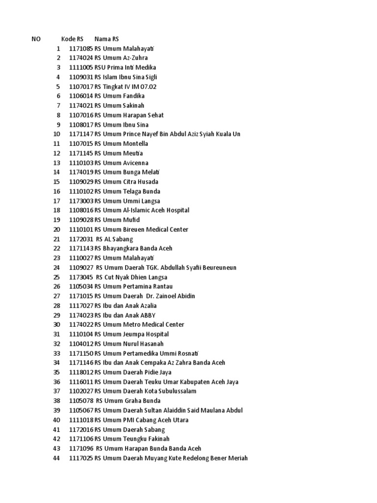 Data RS Di Indonesia 2019 | PDF