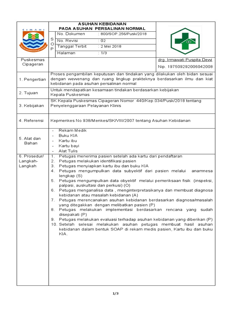 SOP Askeb Persalinan Normal Fix | PDF