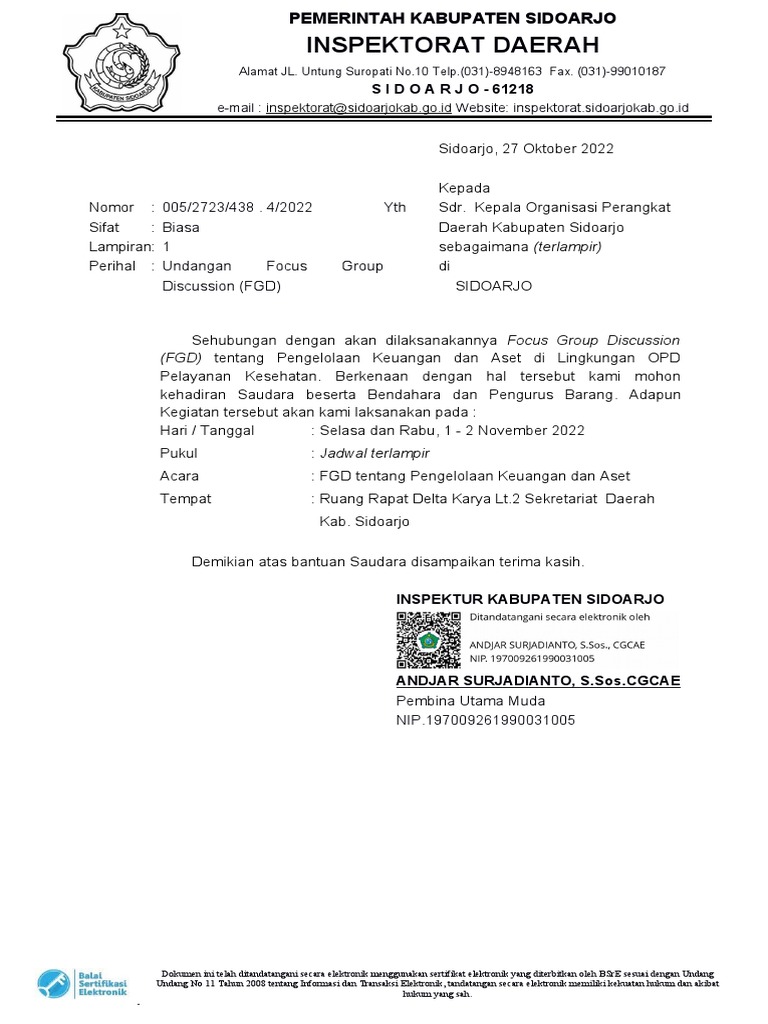 Undangan Inspektorat | PDF
