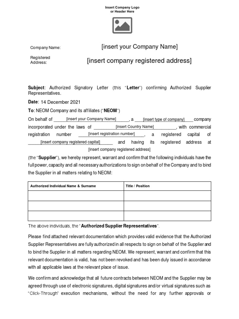 Supplier Authorised Signatory v.6 | PDF