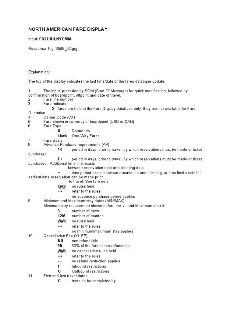 NORTH AMERICAN FARE DISPLAY Codes - Galileo | PDF