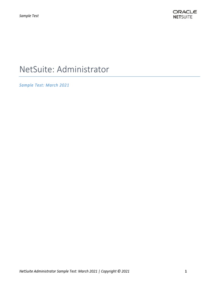 NetSuite Administrator Sample Test | PDF | Password | Computer File