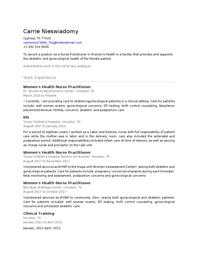 Resume Carrie Nieswiadomy | PDF