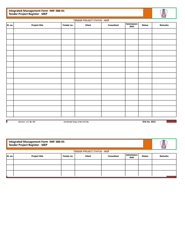 MEP Tender Project Status Overview | PDF | Finance & Money Management ...