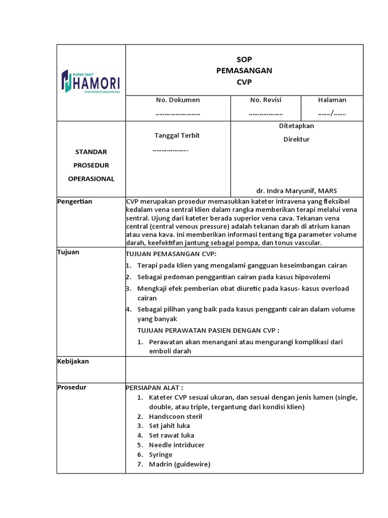 Sop Pemasangan CVP | PDF