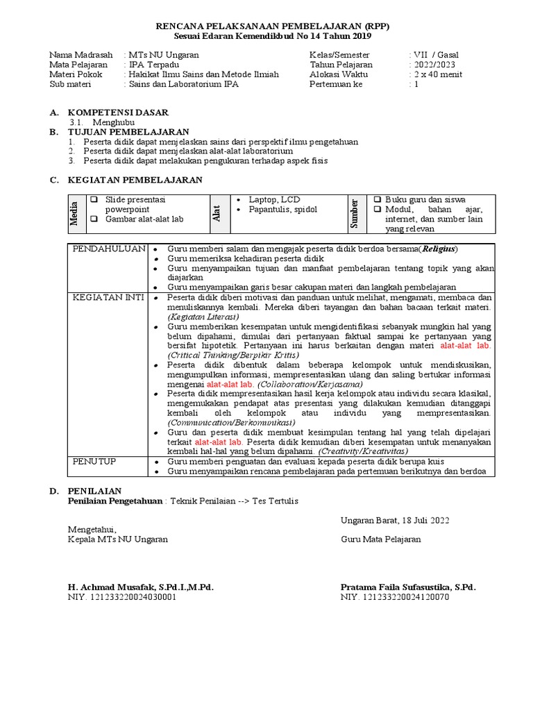 Umum - Contoh RPP | PDF