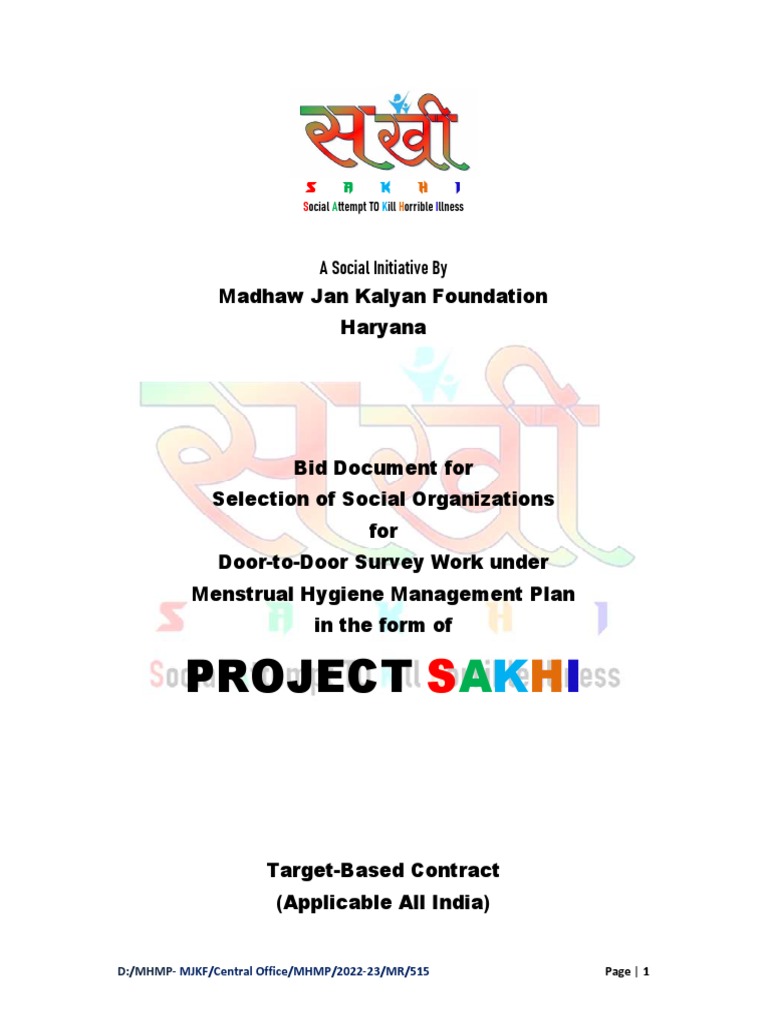 Project Sakhi: Menstrual Hygiene Survey Bids | PDF