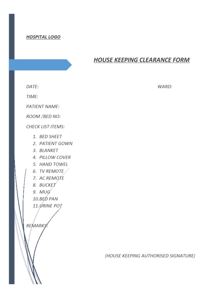 House Keeping Clearance Form | PDF | Health Care | Health Sciences